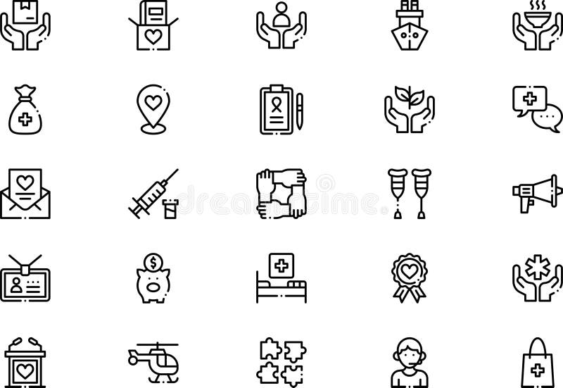 Humanitarian Help Icons Collection is a Vector Illustration with ...