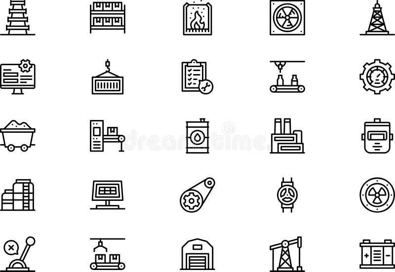 Industrial Process Icons Collection is a Vector Illustration with ...