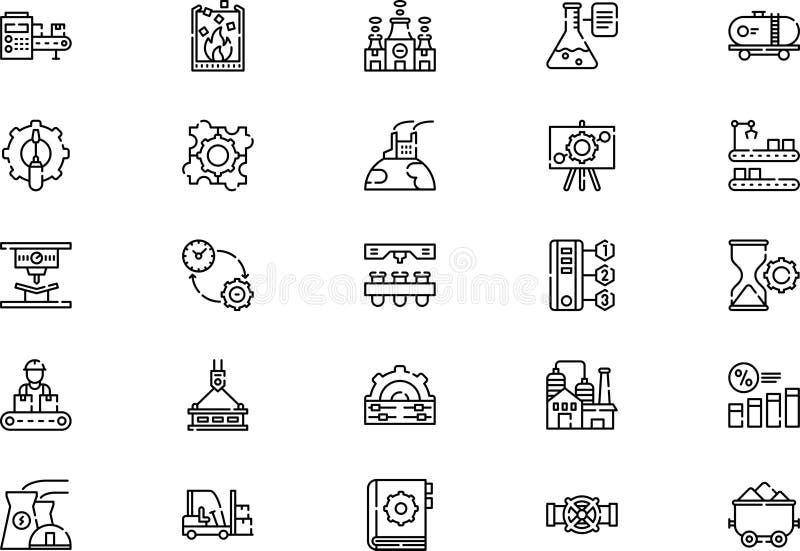 Industrial Process Icons Collection is a Vector Illustration with ...