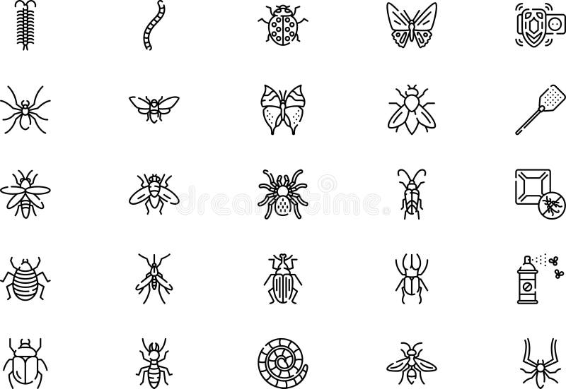 Insects Icons Collection is a Vector Illustration with Editable Stroke ...