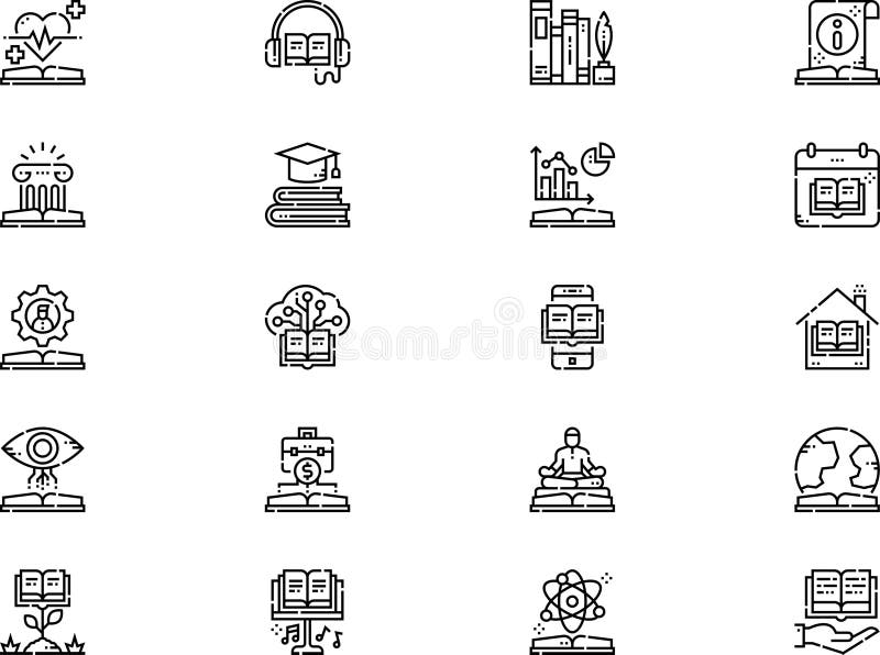 Literacy Icons Collection is a Vector Illustration with Editable Stroke ...