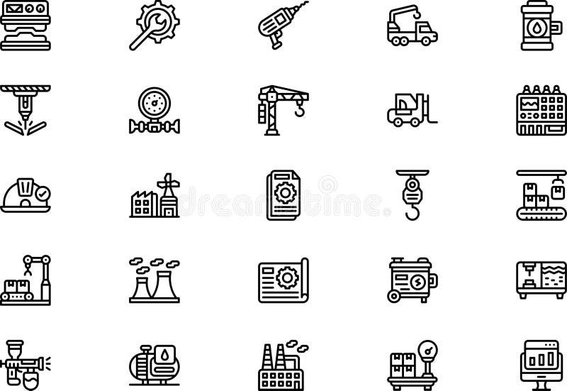 Manufacturing Icons Collection is a Vector Illustration with Editable ...