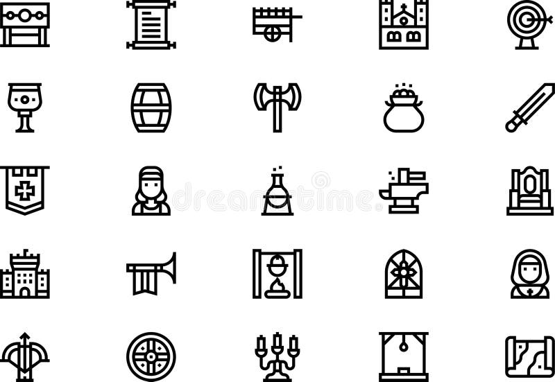 Medieval Icons Collection is a Vector Illustration with Editable Stroke ...