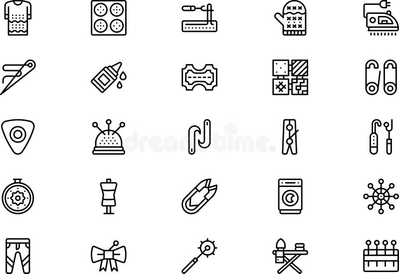 Needlework Icons Collection Is A Vector Illustration With Editable