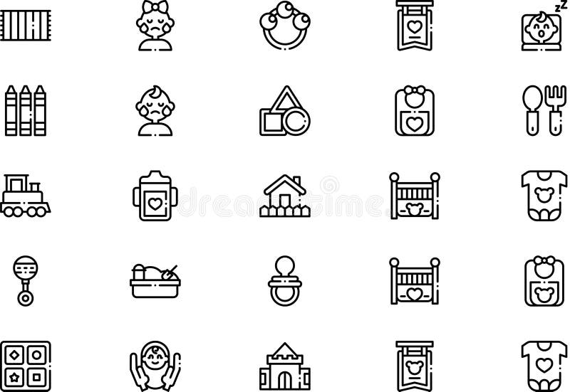 Nursery Icons Collection is a Vector Illustration with Editable Stroke ...