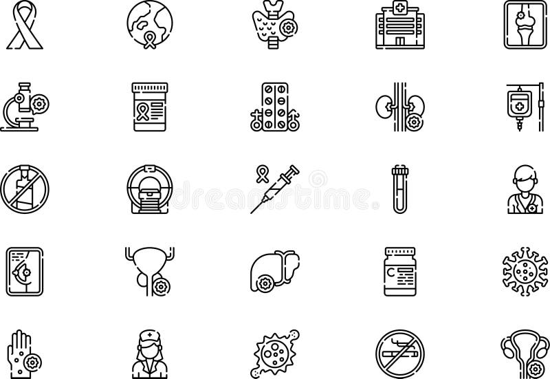 Oncology Icons Collection is a Vector Illustration with Editable Stroke ...