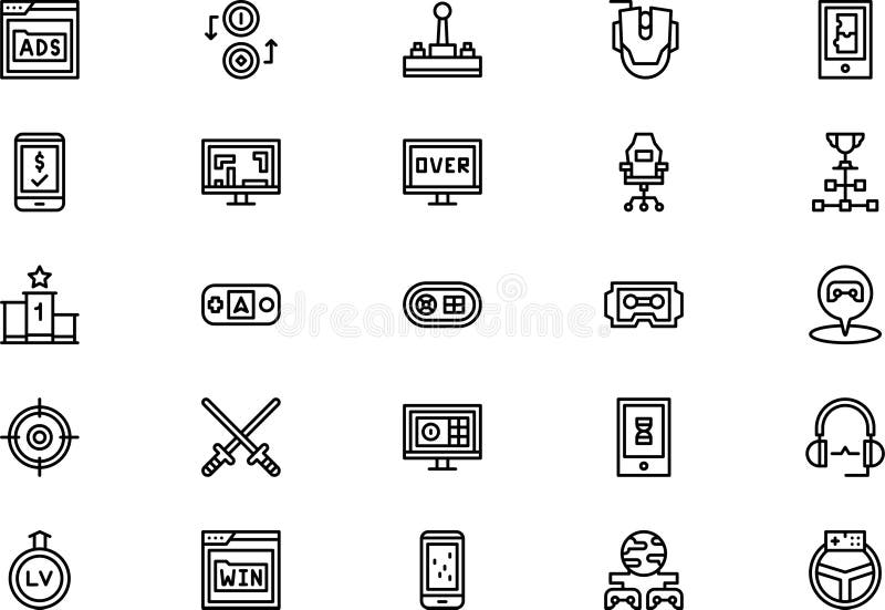 Online Game Icons Collection Is A Vector Illustration With Editable