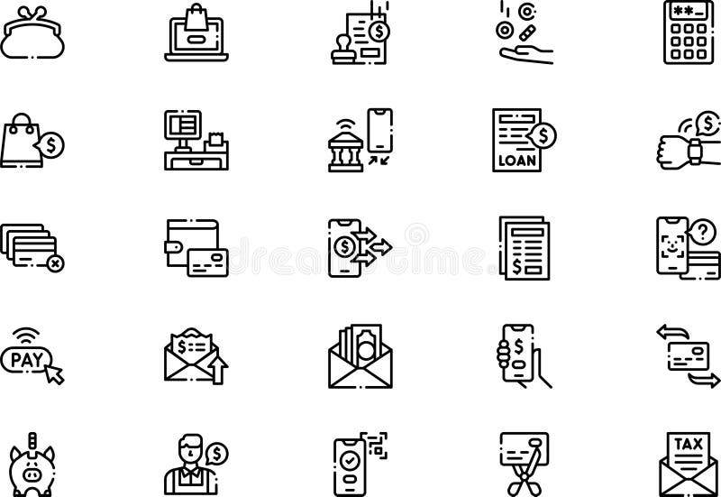 Payment Icons Collection is a Vector Illustration with Editable Stroke ...
