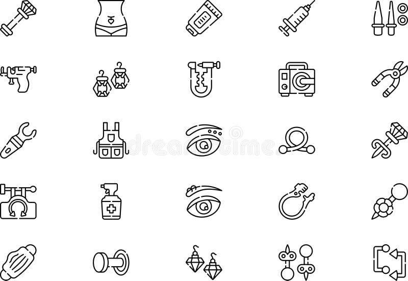 Piercing Icons Collection is a Vector Illustration with Editable Stroke ...