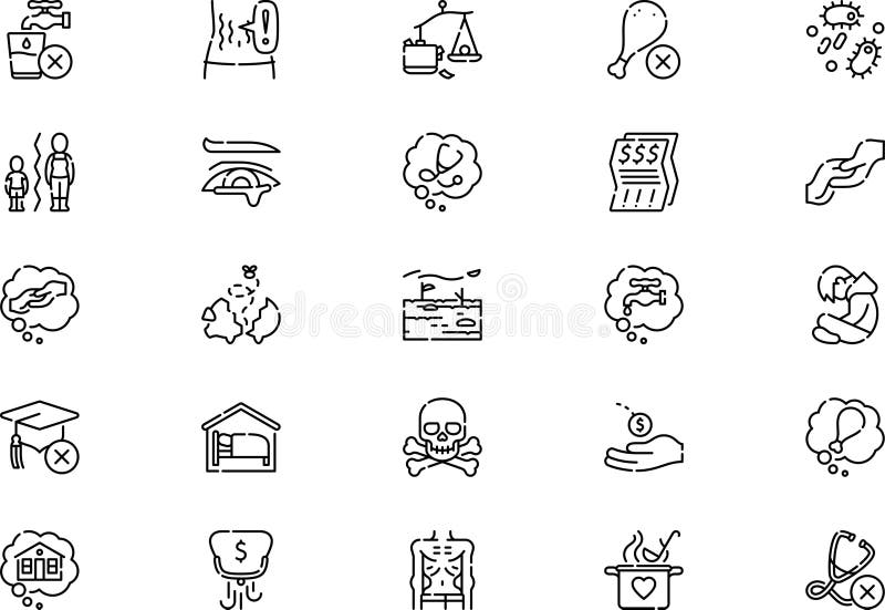 Poverty Icons Collection is a Vector Illustration with Editable Stroke ...