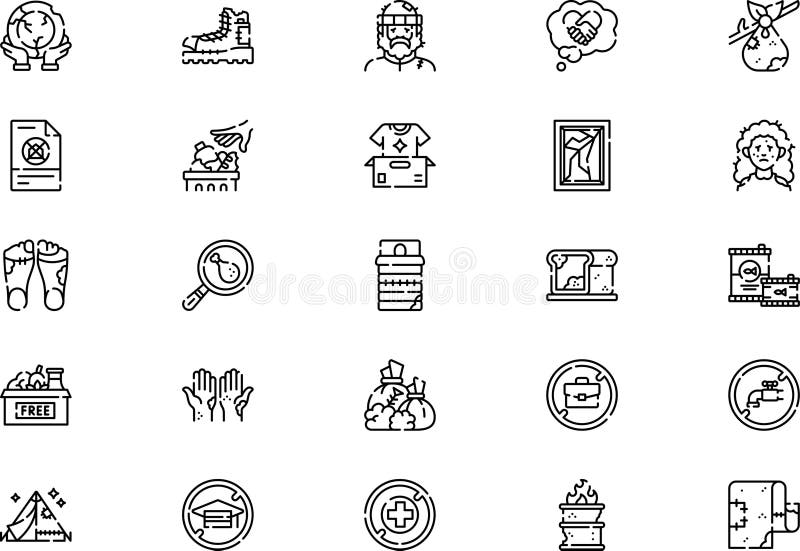 Poverty Icons Collection is a Vector Illustration with Editable Stroke ...