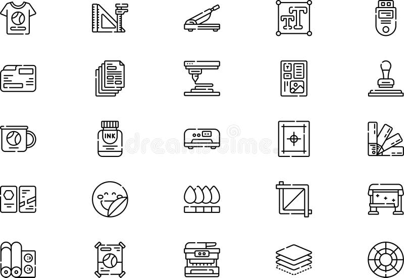 Printing Icons Collection Is A Vector Illustration With Editable Stroke