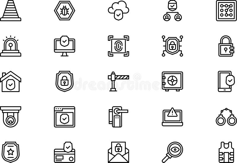 Protection and Security Icons Collection is a Vector Illustration with ...