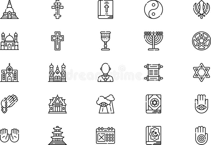 Religion Icons Collection is a Vector Illustration with Editable Stroke ...
