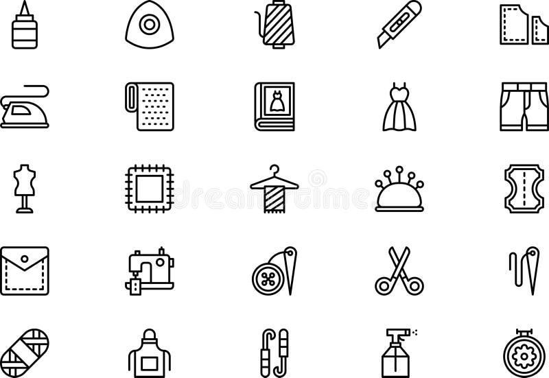 Sewing Icons Collection is a Vector Illustration with Editable Stroke ...