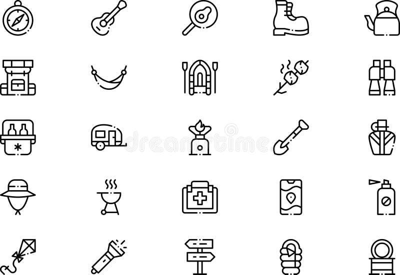 Summer Camp Icons Collection is a Vector Illustration with Editable ...