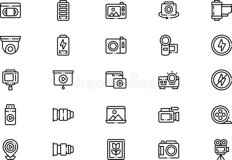 Video and Camera Icons Collection is a Vector Illustration with ...