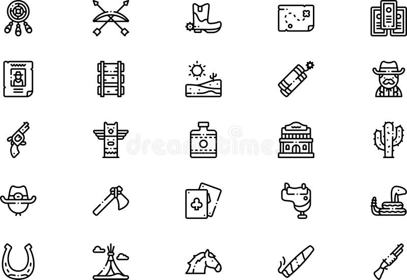 Wild West Icons Collection is a Vector Illustration with Editable ...