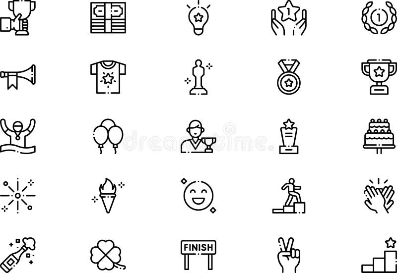 Winning Icons Collection is a Vector Illustration with Editable Stroke ...