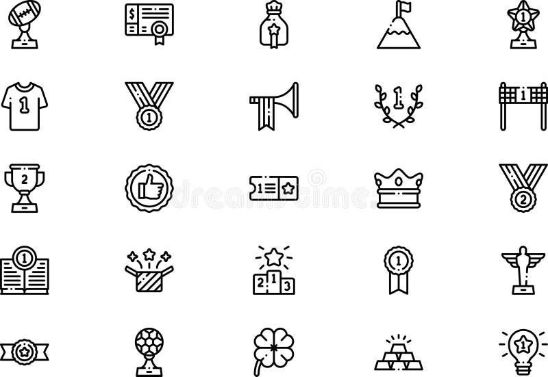 Winning Icons Collection is a Vector Illustration with Editable Stroke ...