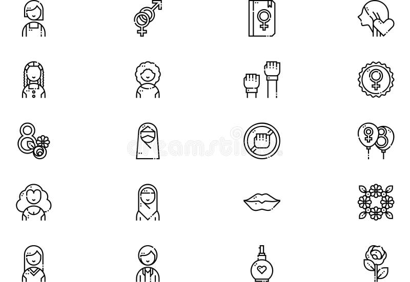 Womens Day Icon Pack Collection is a Vector Illustration with Editable ...