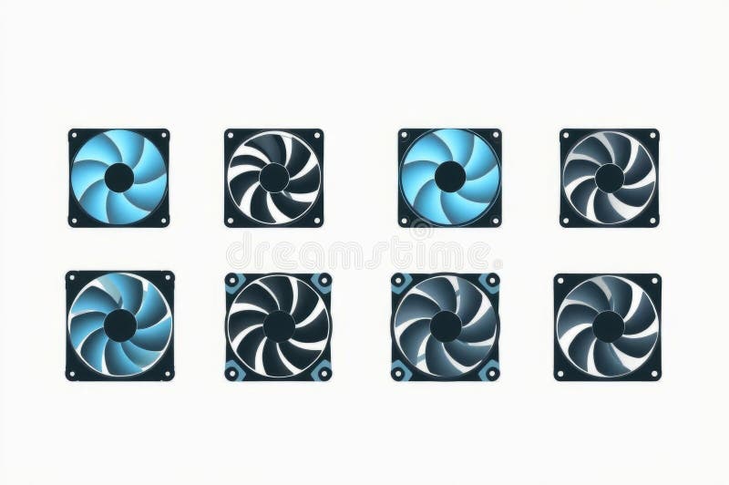 Icons of Computer Cooling and Fans Stock Illustration - Illustration of ...