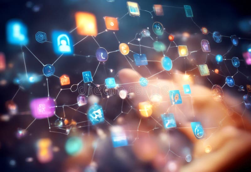 Icons Computing Finger Visualizing Cascade Holographic Cloud Triggers S ...