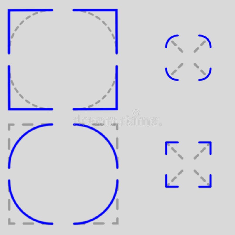 Icons Corner Square Vs. Radius Stock Image - Image of border, interface ...