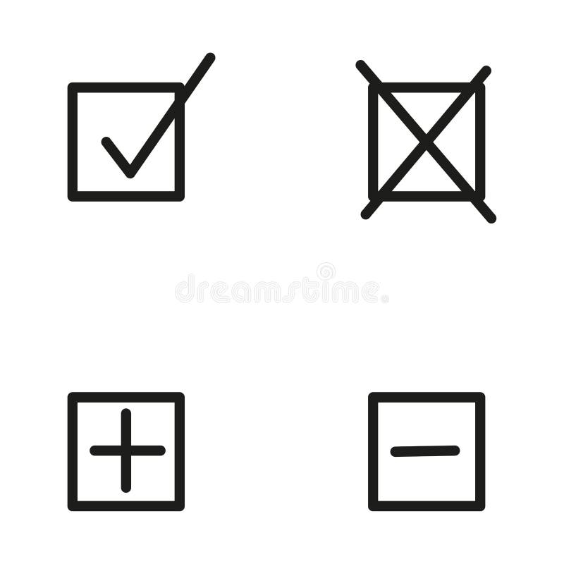 Icons Cross Tick Plus Minus. Vector Illustration. Stock Image Stock Vector - Illustration of ...