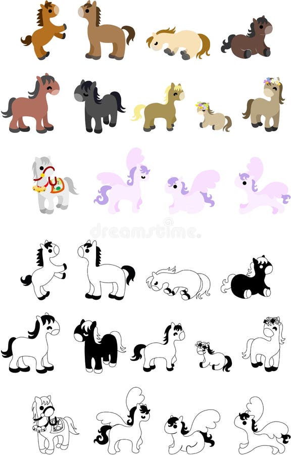Icons of cute horses stock vector. Illustration of painting - 62020213