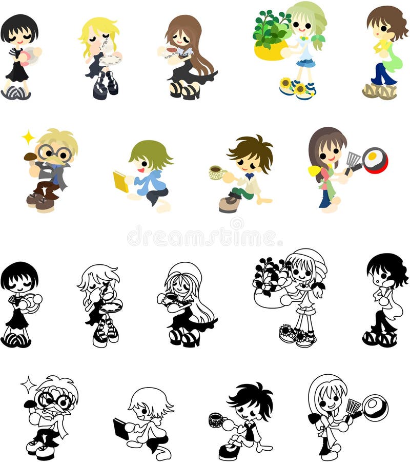 Icons of cute people stock vector. Illustration of painting - 62482127