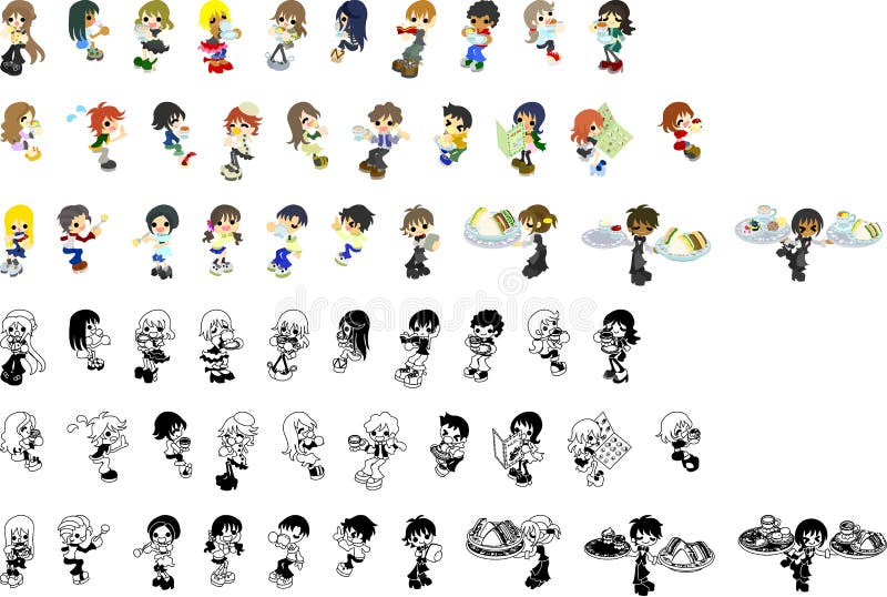 Icons of cute people stock vector. Illustration of postcard - 66001073