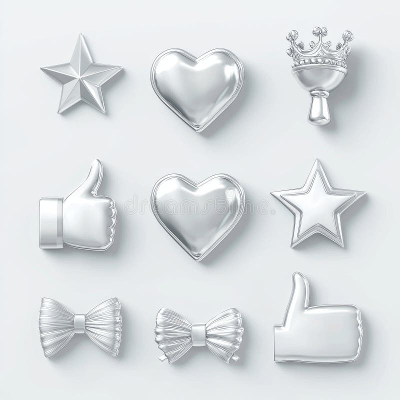 Icons are in a 3D Chrome Style with a Transparent Background. Stock ...