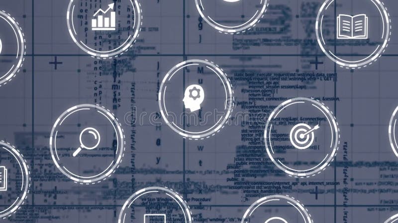 Icons of Data Analysis and Research Over Technical Document with ...