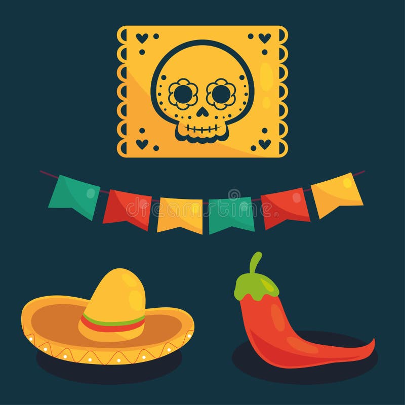 Icons day of the dead stock vector. Illustration of dead - 255481667