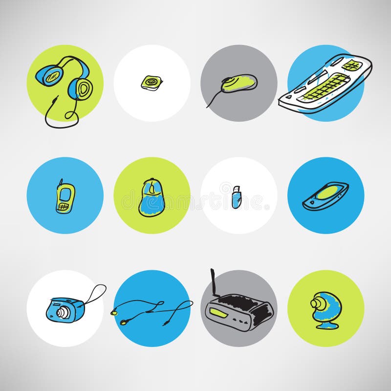 Icons devices for home use stock illustration. Illustration of gadget ...