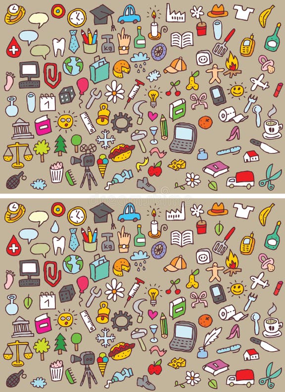 Icons Differences Visual Game Stock Vector - Illustration of brain ...