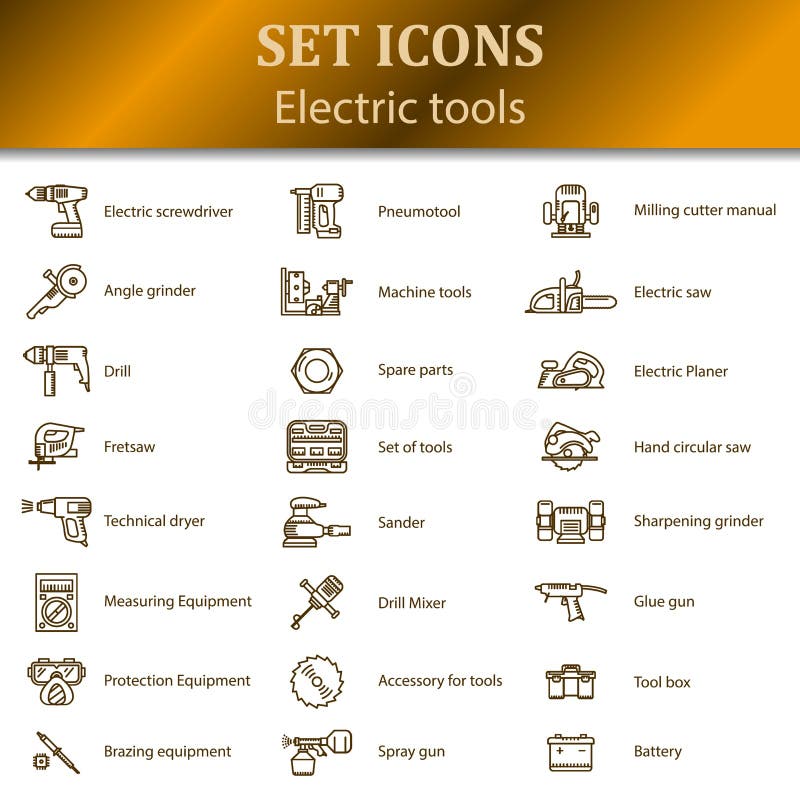Icons of Different Electric Tools for Online Store Stock Vector ...