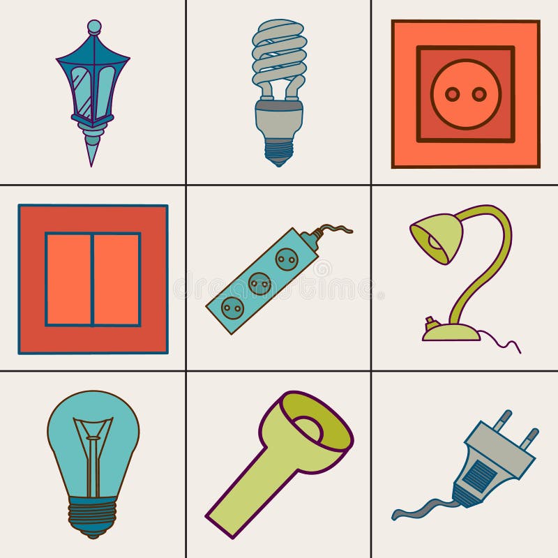 Electrical Devices and Equipment Icons Stock Vector - Illustration of ...