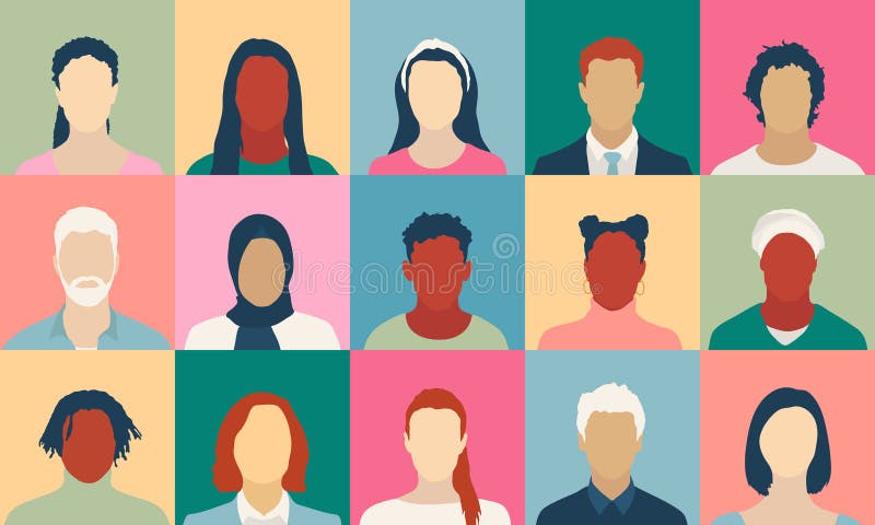 Icons of Different Ethnicities People. Multicultural and Multiethnic ...