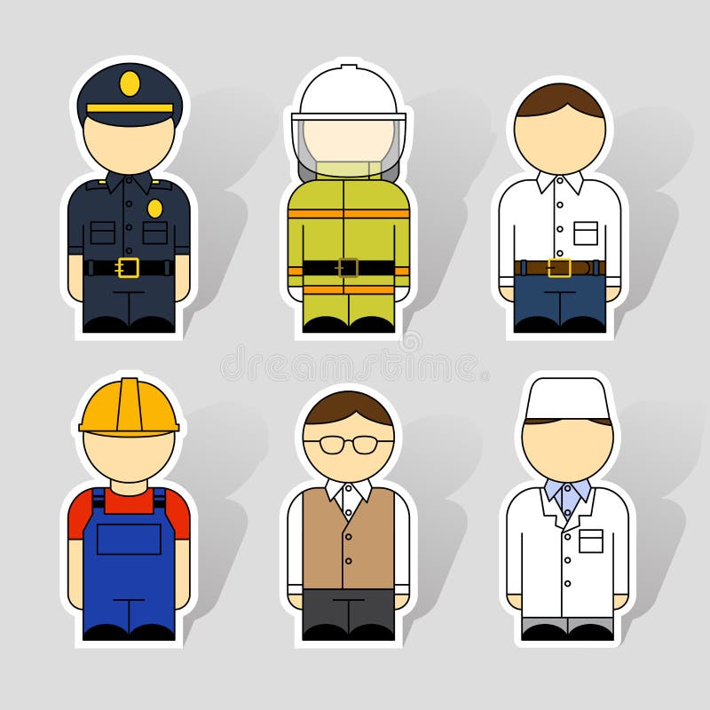 Icons of Different Professions Stock Vector - Illustration of employee ...