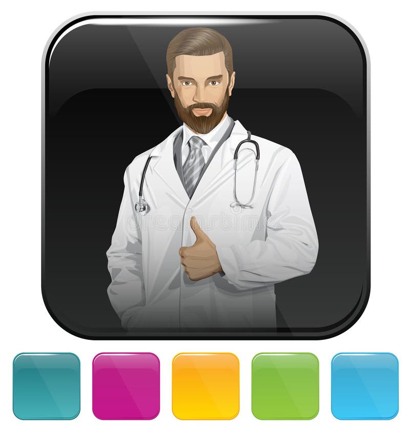 Icons with doctor man stock vector. Illustration of health - 69332375
