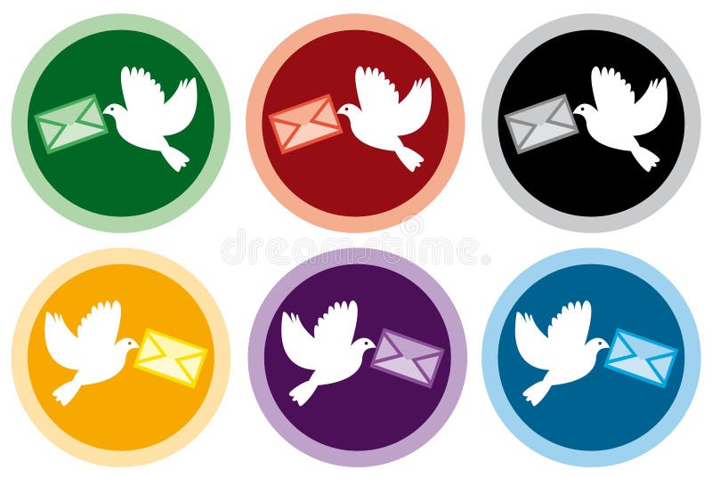 Icons of Doves with Letters Stock Vector - Illustration of yellow ...