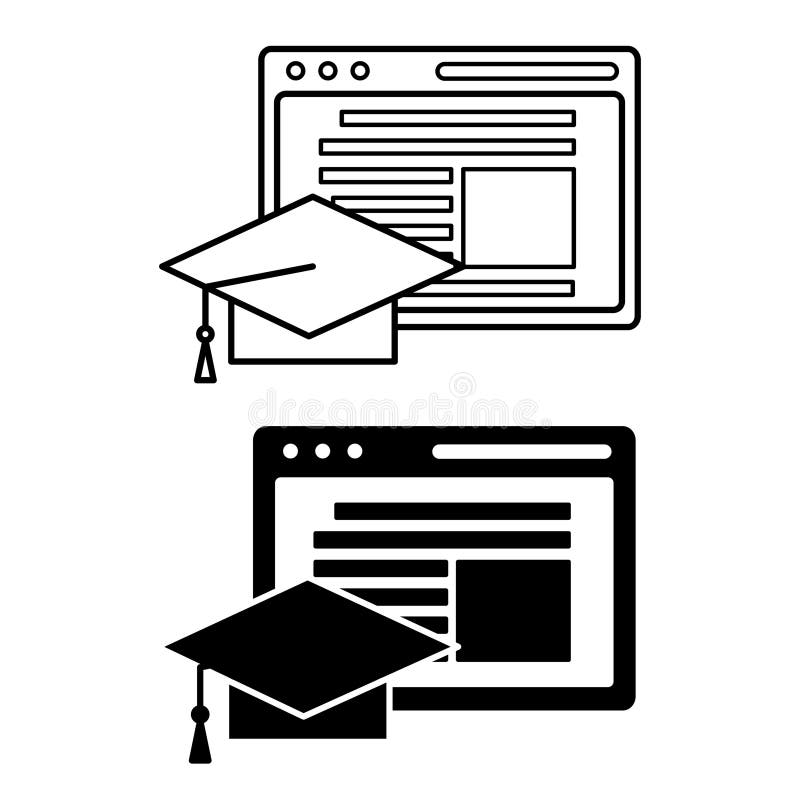 Icons Educational Website. stock vector. Illustration of digital ...