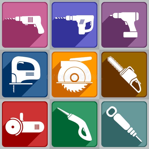 Icons of the Electric Tools Stock Vector - Illustration of graphic ...