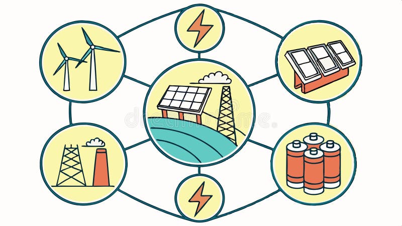 Energy Source Icons with Connections, Energy Network and Power Grid ...