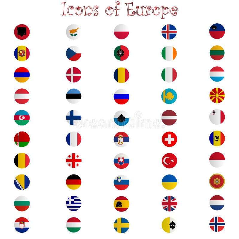 Icons of Europe Against White Stock Vector - Illustration of official ...
