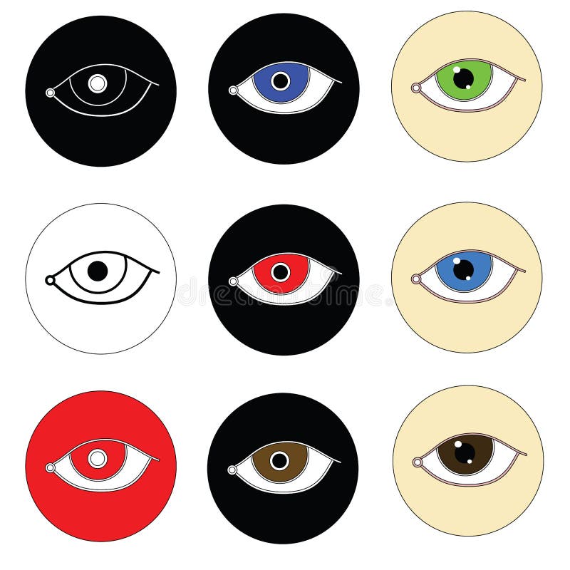 Icons Eyes on White. Raster Stock Illustration - Illustration of ...