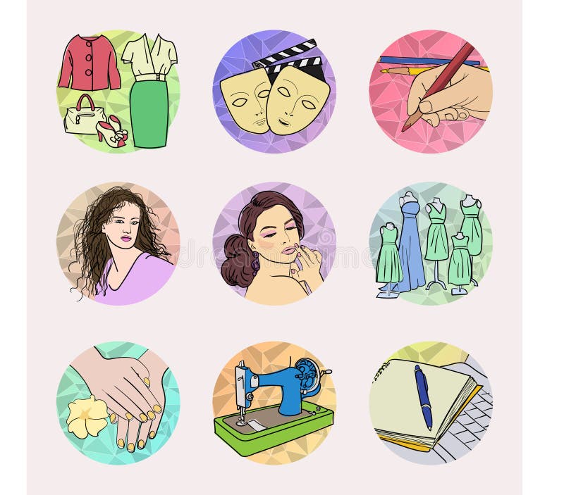 Icons of fashion design stock vector. Illustration of dress - 83792113