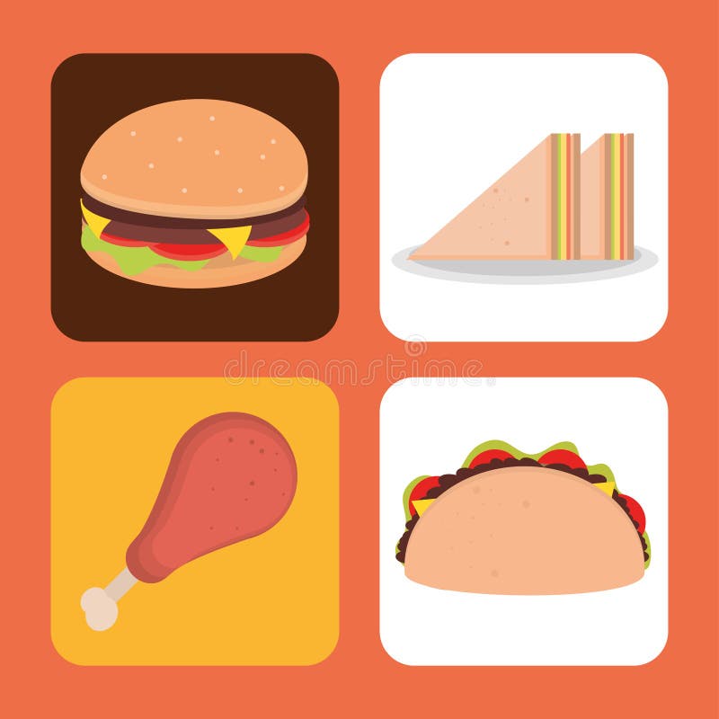 Icons fast food stock vector. Illustration of food, burger - 226867358